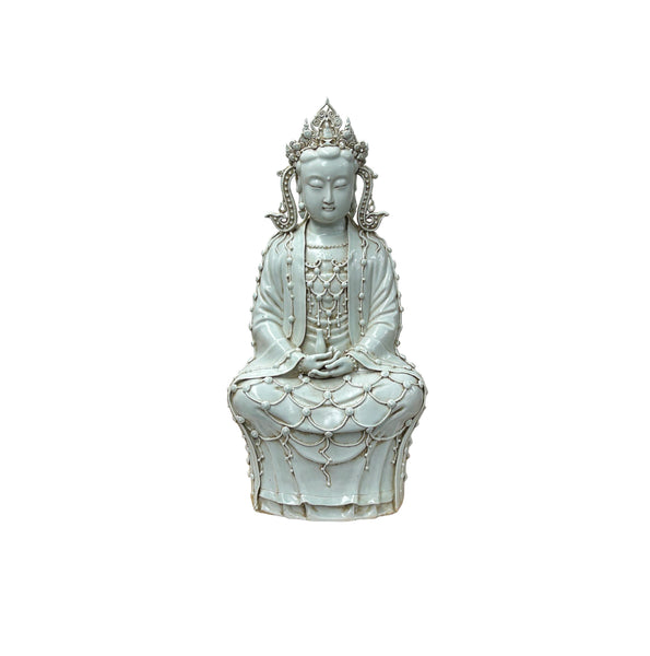 Pale Celadon White GuanYin Bodhisattva Tong Style Porcelain Statue GB0 ...