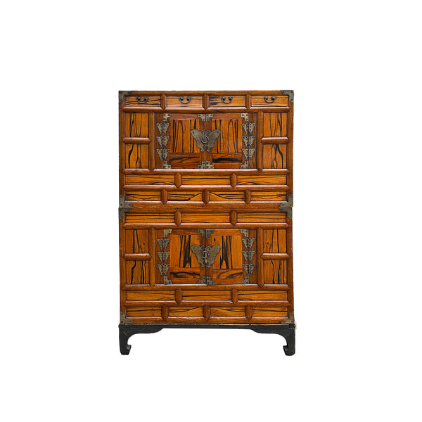 Oriental Korean Style Brown Hardware Drawers Accent Storage Cabinet GB ...
