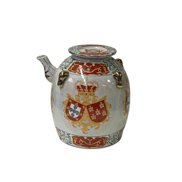 Vintage Chinese Western Flags Graphic Export Period Teapot Shape Art w ...