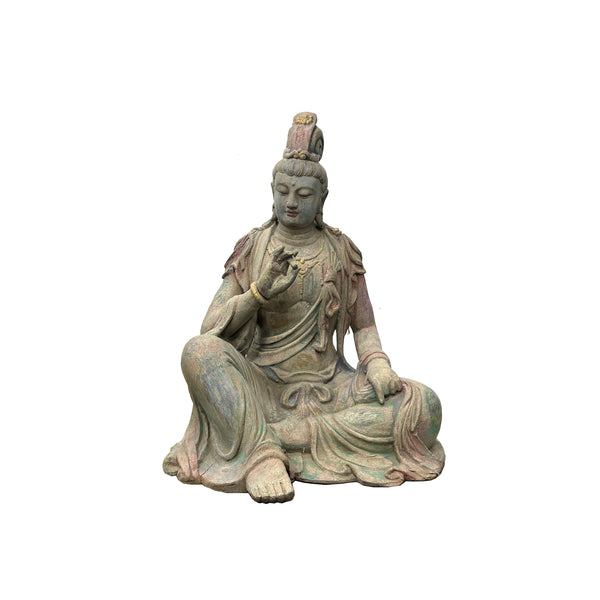 Vintage Chinese Cross Legs Guan Yin Bodhisattva Wood Statue ws4557S ...