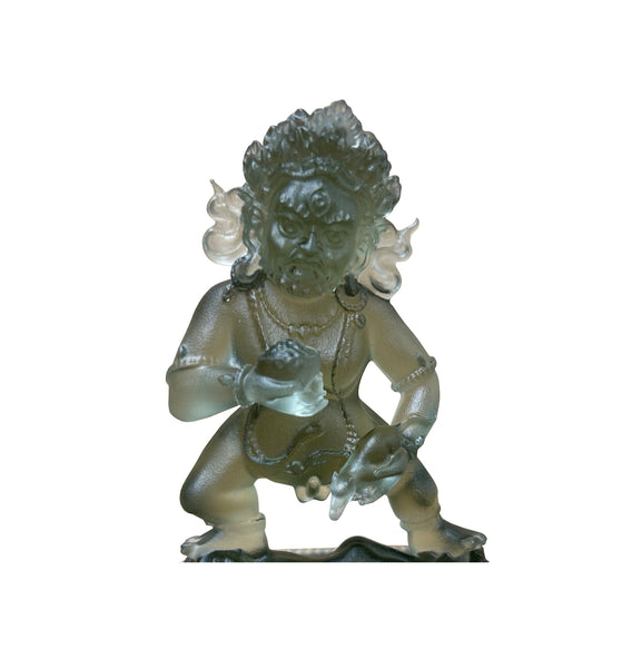 4" Gray Crystal Glass Tibetan Fortune Single Deity Zambala Figure GB06 ...
