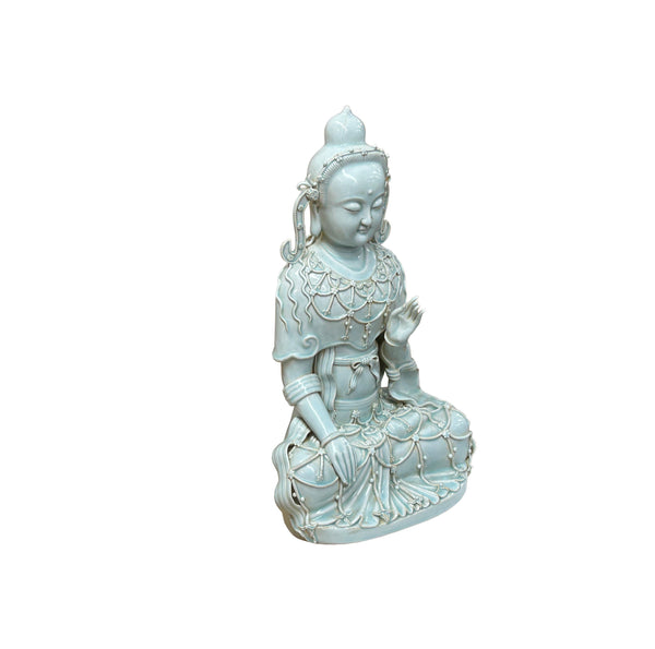 Pale Celadon White GuanYin Bodhisattva Tong Style Porcelain Statue GB0 ...