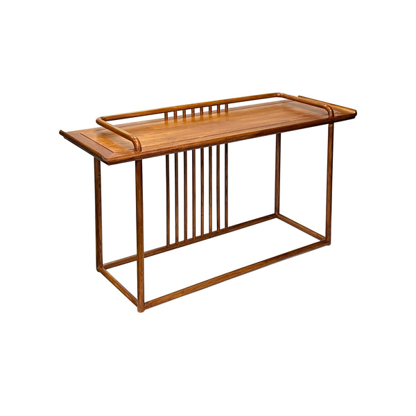 Oriental Zen Golden Brown Stain Wood Slim Minimalistic Side Table ws34 ...