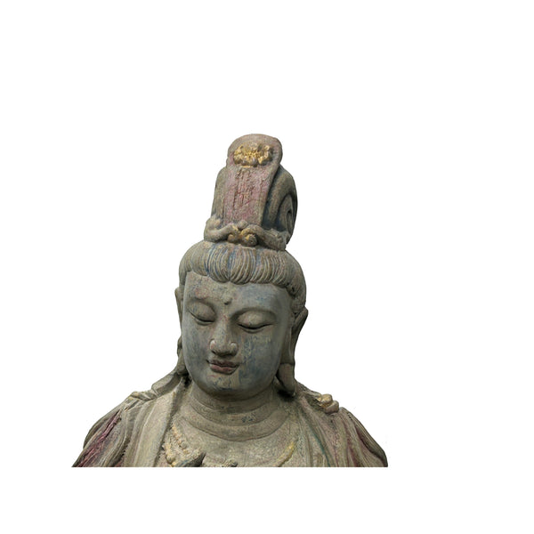 Vintage Chinese Cross Legs Guan Yin Bodhisattva Wood Statue ws4557S ...