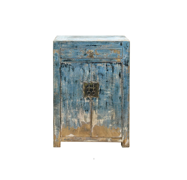 Distressed Light Ink Blue Mix Color Drawer Doors End Table Nightstand ...
