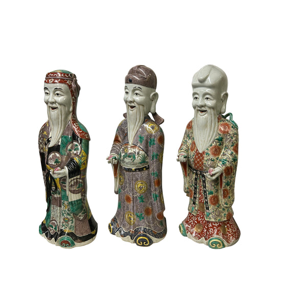 Chinese Canton Color Mixed Feng Shui Fok, Lok, Sau Figure Set ws4915S ...