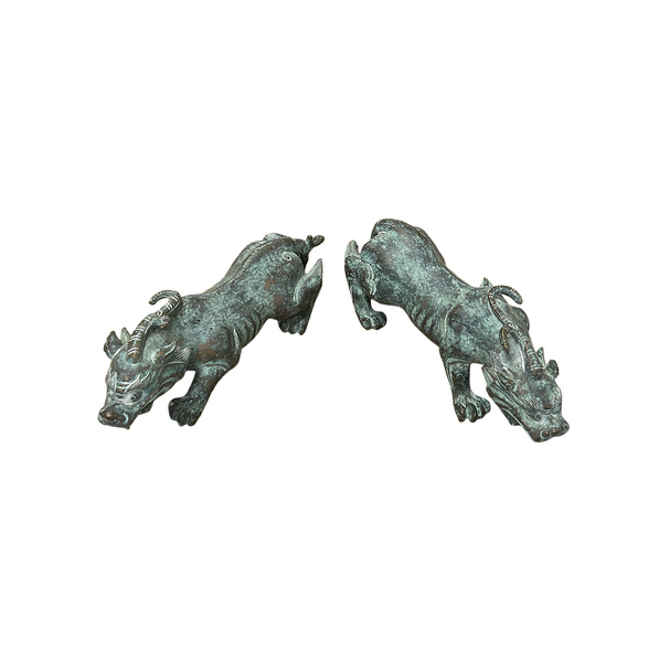 Pair Chinese Rustic Oxidized Patina Fengshui Pixiu Metal Figure GB008S ...