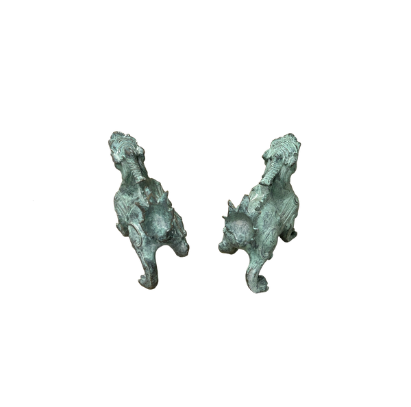 Pair Chinese Rustic Oxidized Patina Fengshui Pixiu Metal Figure GB011S ...