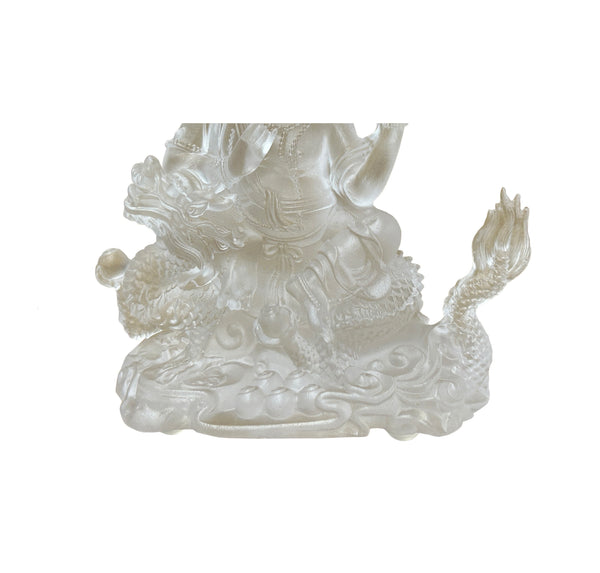 4" White Crystal Glass Tibetan Fortune Double Body Deity Zambala Figur ...