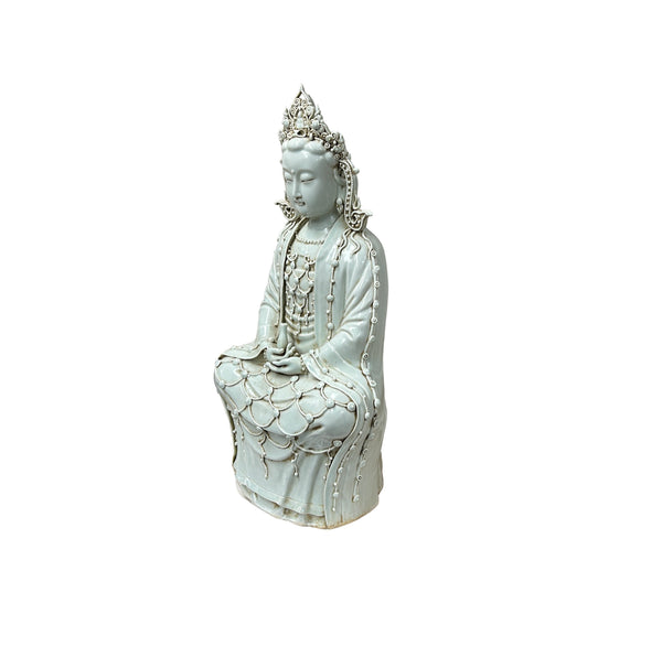 Pale Celadon White GuanYin Bodhisattva Tong Style Porcelain Statue GB0 ...