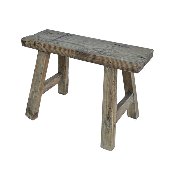 Rustic Raw Rough Wood Grain Rectangle Slim Stool Bench Side Table JK33 ...