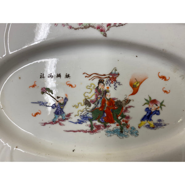 Chinese Off White Porcelain Kirin Kids Rectangular Display Plate ws319 ...