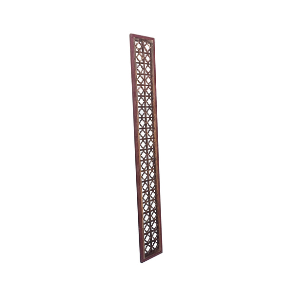 Chinese Vintage Geometric Star Pattern Tall Wood Floor Panel Screen cs ...