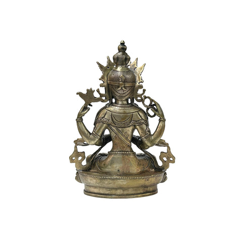 Vintage Distressed Silver Color Metal Sitting Four Arms Tara Statue JK ...