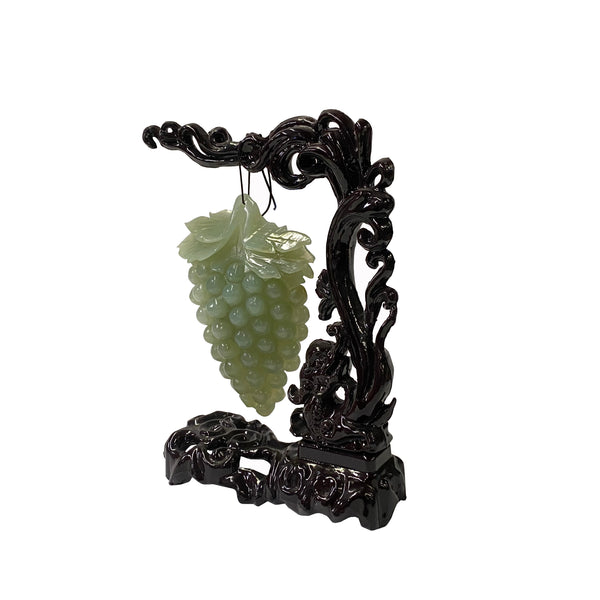 Chinese Natural Stone Grapes Shape Wood Stand Display Art ws3250S ...