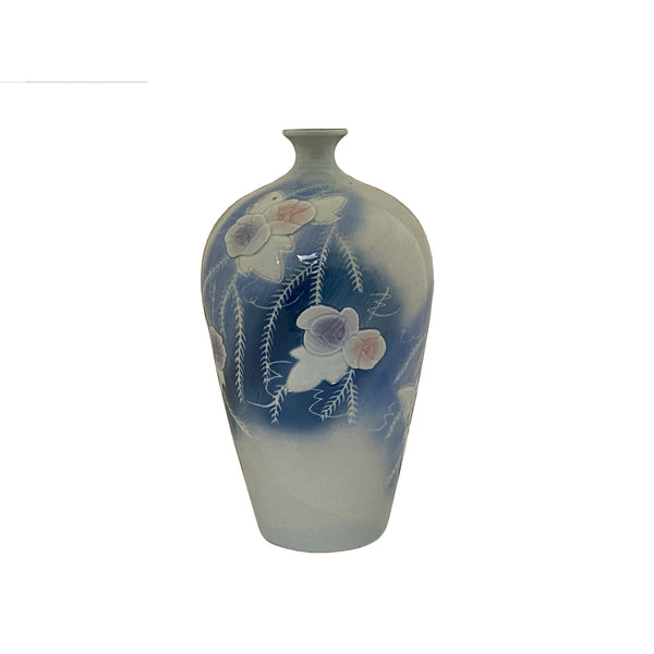 Artistic Pastel Flower Pattern Porcelain Round Body Small Mouth Vase w ...