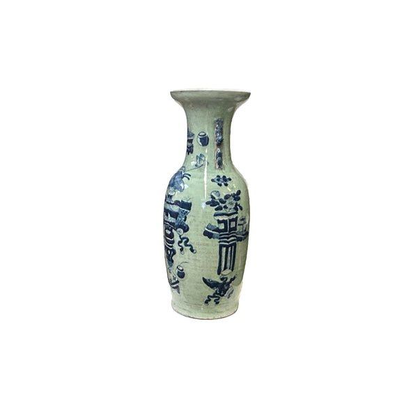 Pale Celadon Green Blue Flower Vases Graphic Tall Porcelain Vase ws374 ...