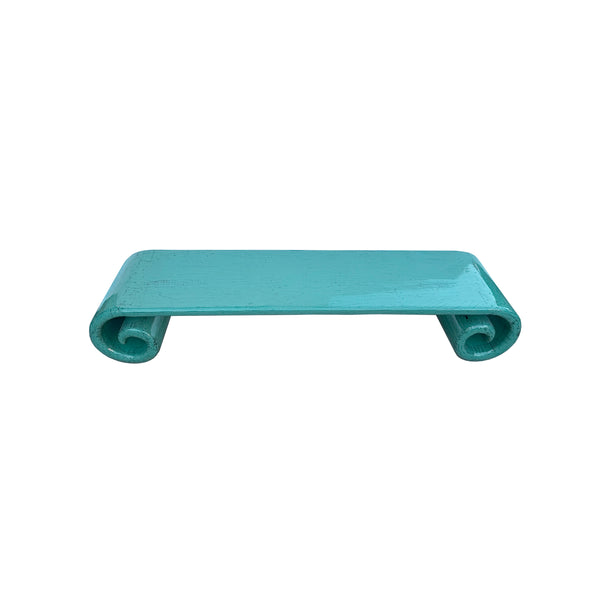 Distressed Aqua Turquoise Blue Scroll Long Rectangular Coffee Table St ...