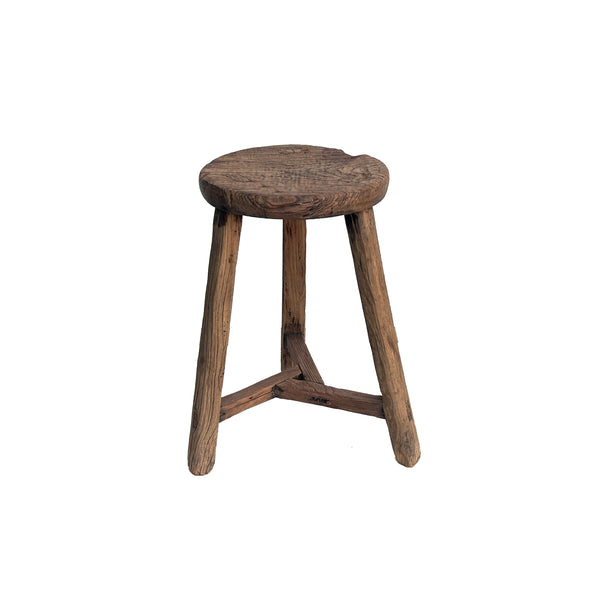Rustic Raw Rough Wood Grain Round Top Tri-Legs Stool Side Table ws4453 ...