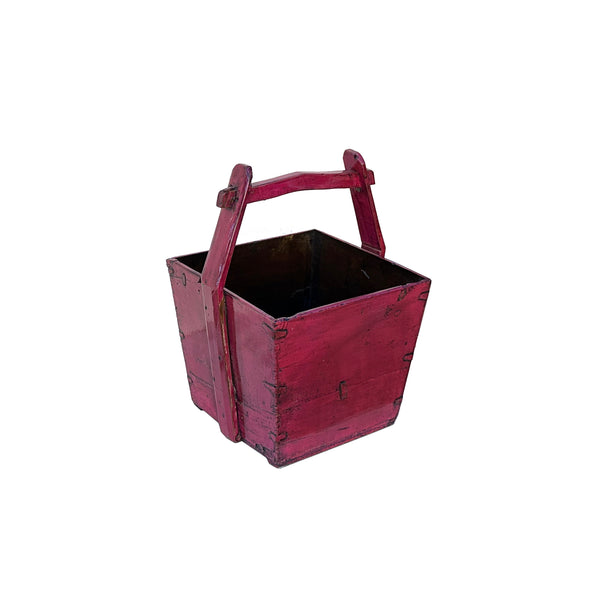Vintage Rustic Hot Pink Red Square With Handle Wood Bucket ws4512S ...