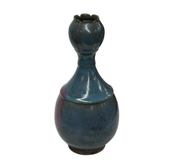 Oriental Deep Blue Flower Garlic Head Shape Porcelain Art Vase ws4649S ...