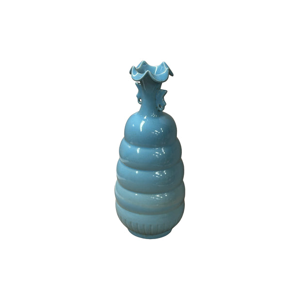 Orient Light Blue Fluted Rim Circle Rings Ceramic Vase ws4710S – Golden ...