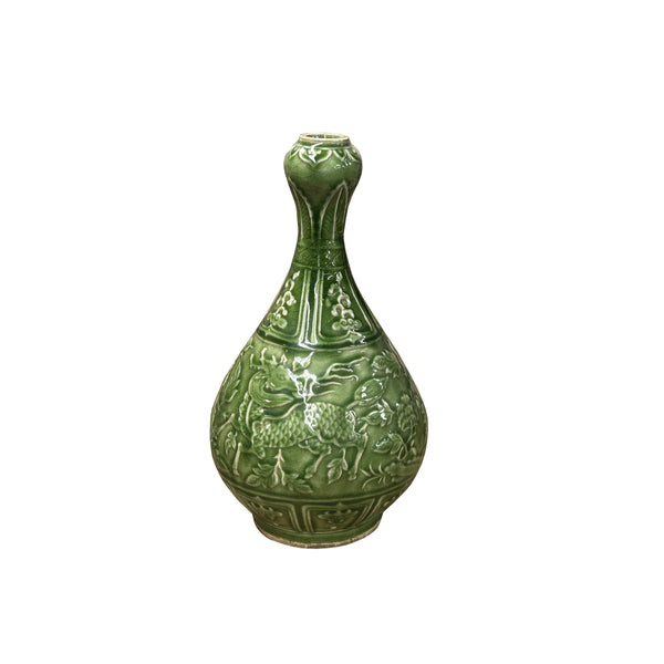 Orient Crackle Green Phoenix Kirin Fat Body Ceramic Vase ws4711S ...