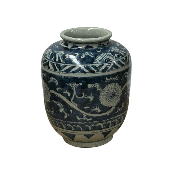 Orient Crackle Blue White Floral Graphic Ceramic Vase ws4713S – Golden ...