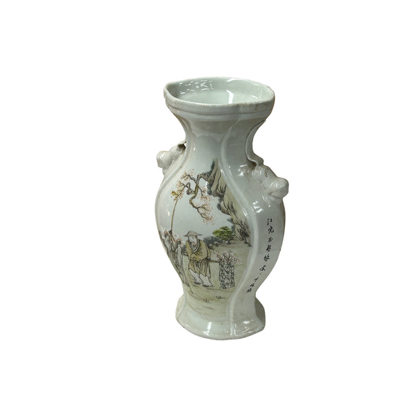Oriental Flared White People Scenery Graphic Porcelain Art Vase ws4771 ...