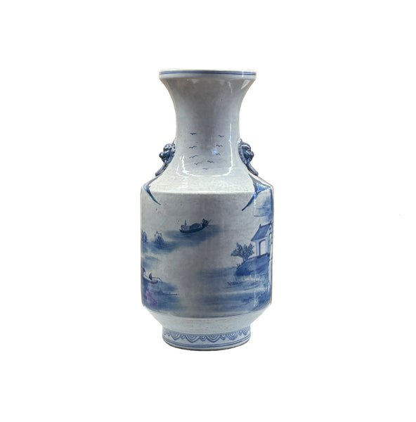 Vintage Chinese Blue White Scenery Graphic Porcelain Art Vase ws4814S ...