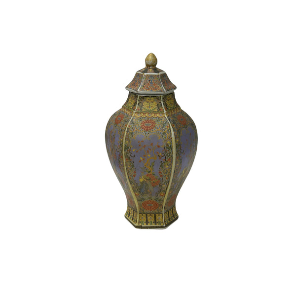 Handmade Chinese Porcelain Hexagonal Pagoda Vase with Lid – Floral & B ...