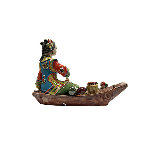 Chinese Porcelain Qing Style Dressing on Boat Lady Figure ws4849S ...