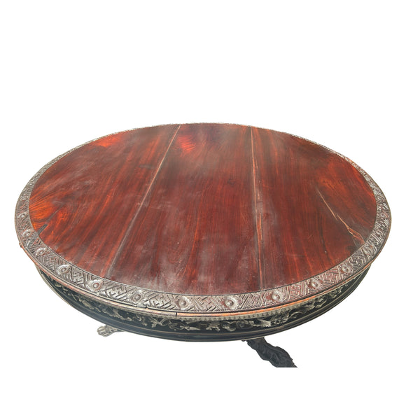 Vintage Chinese 51" Round Pedestal Table Phoenix Dragon Motif Tri-Leg ...