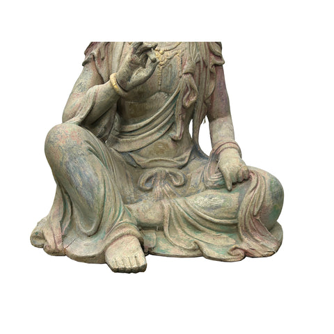 Vintage Chinese Cross Legs Guan Yin Bodhisattva Wood Statue ws4557S ...