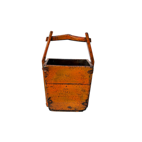 Vintage Rustic Orange Square With Handle Wood Bucket ws4508S – Golden ...