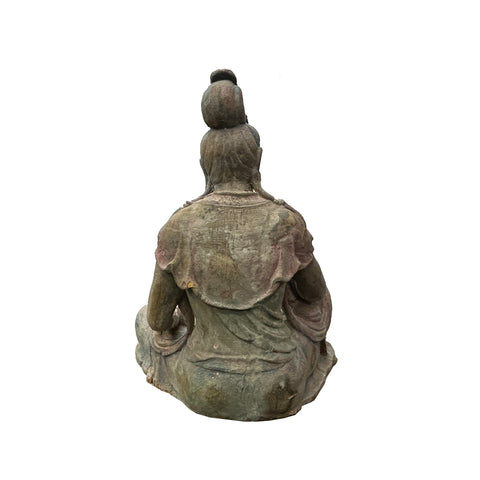 Vintage Chinese Cross Legs Guan Yin Bodhisattva Wood Statue ws4557S ...