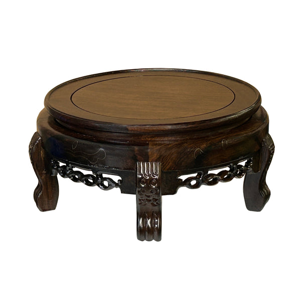 7.5" Display Top Solid Wood Round Shape Stand Easel With Silver Line I ...