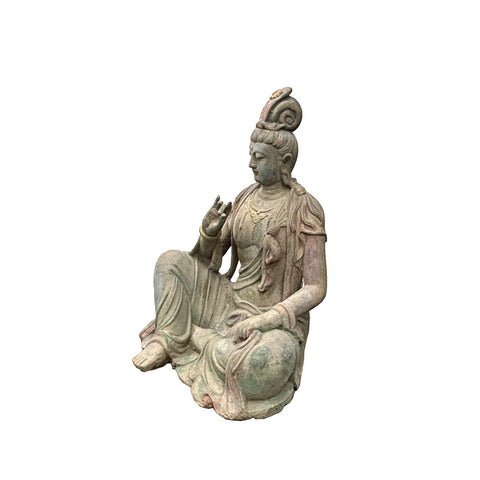Vintage Chinese Cross Legs Guan Yin Bodhisattva Wood Statue ws4557S ...