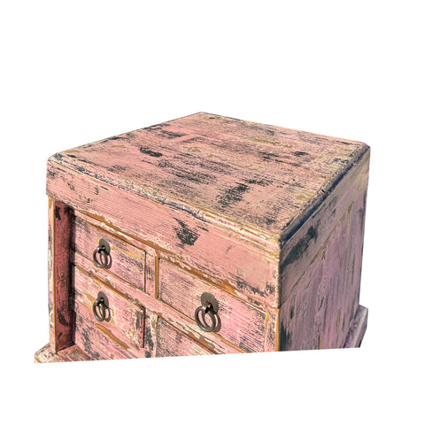 14" Distressed Faded Pink Small 5 Drawers Storage Chest Box ws4471S ...