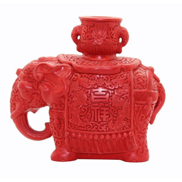 Lucky Red Lacquer Resin Elephant With Chinese Symbol Auspicious & Safe ...