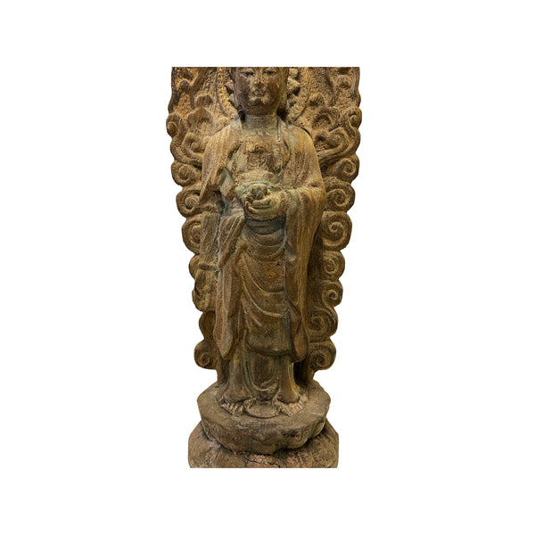 Rustic Wood Standing Buddha Statue – Gautama Amitabha Shakyamuni ws273 ...