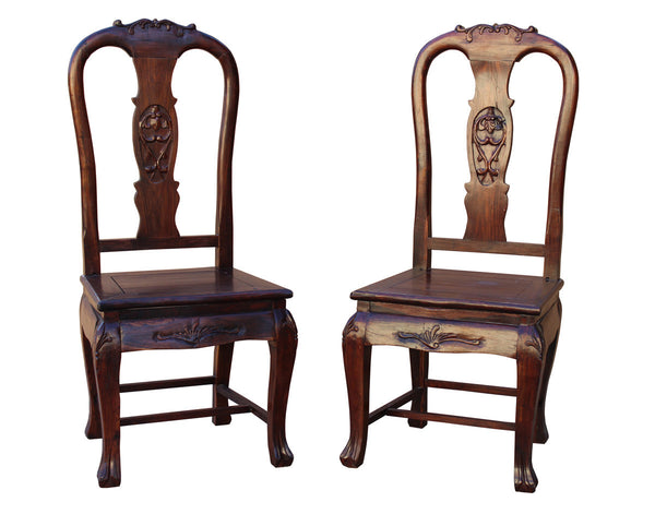 Pair Handmade Chinese Old Shanghai Design Solid Red Wood SuanZhiMu Ros ...
