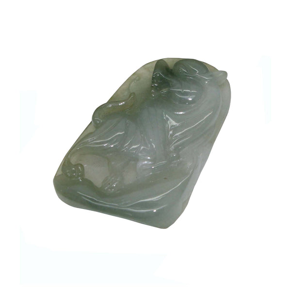Chinese Hand Carved Natural Jade Lucky Feng Shui Kirin Figure Pendant ...