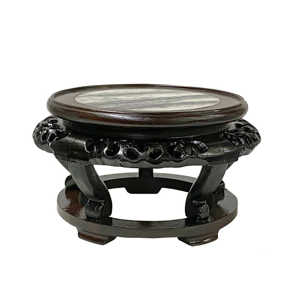 8.25" Oriental Brown Wood Marble Round Table Top Stand Riser ws2871CS ...