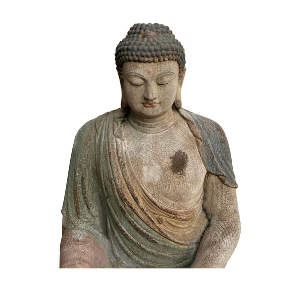 Chinese Rustic Wood Sitting Meditation Shakyamuni Buddha Statue ws2709 ...