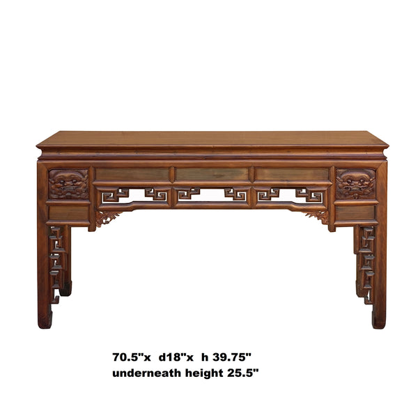 Chinese Vintage Wood Foo Dog Scroll Motif Tall Console Altar Table cs7 ...