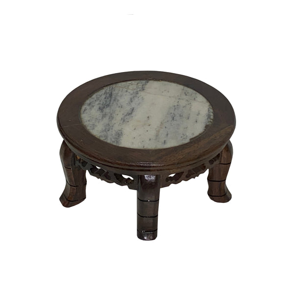 6.75" Oriental Brown Wood Marble Round Table Top Stand Riser ws2851CS ...