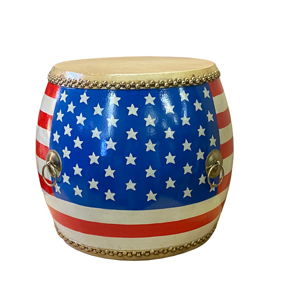 Handmade Small Round Low Flag Graphic Drum Shape Table cs7412S – Golden ...