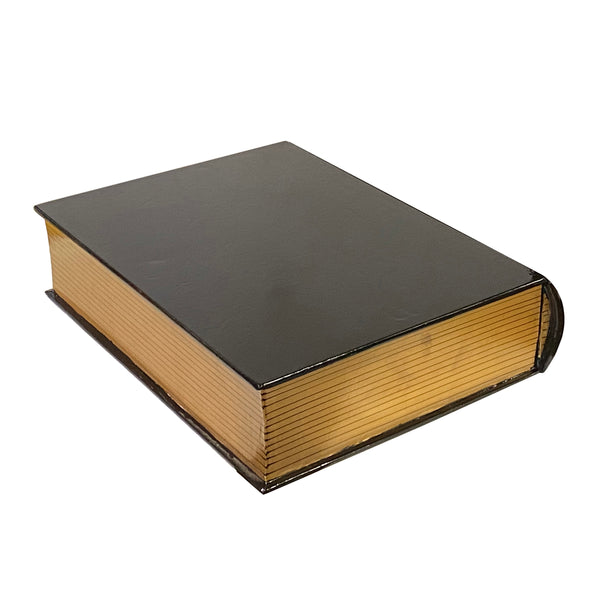 Black Lacquer Golden Side Book Shape Storage Box Accent ws2627S ...
