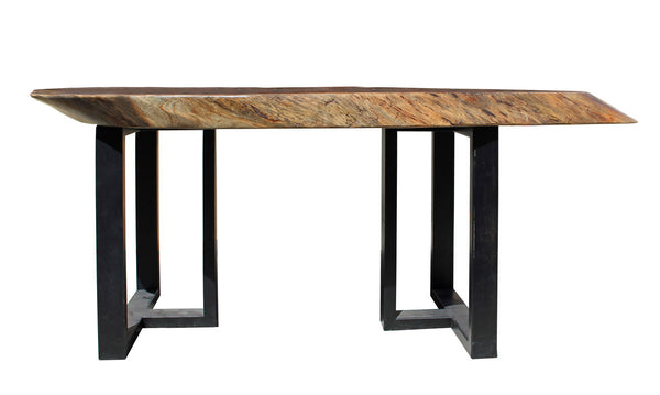 Raw Wood Plank Uneven Shape Metal Base Desk Table cs2713S – Golden ...